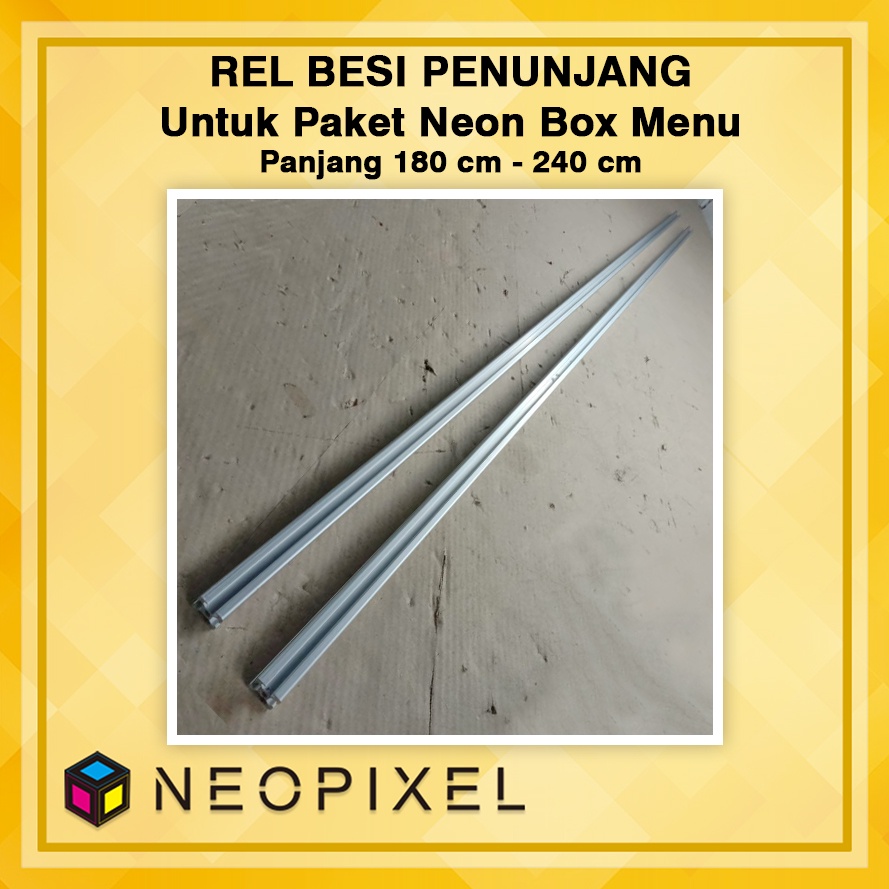 Jual Rel besi penunjang item Paket Neon box Menu panjang 180 cm - 240 cm | Shopee Indonesia