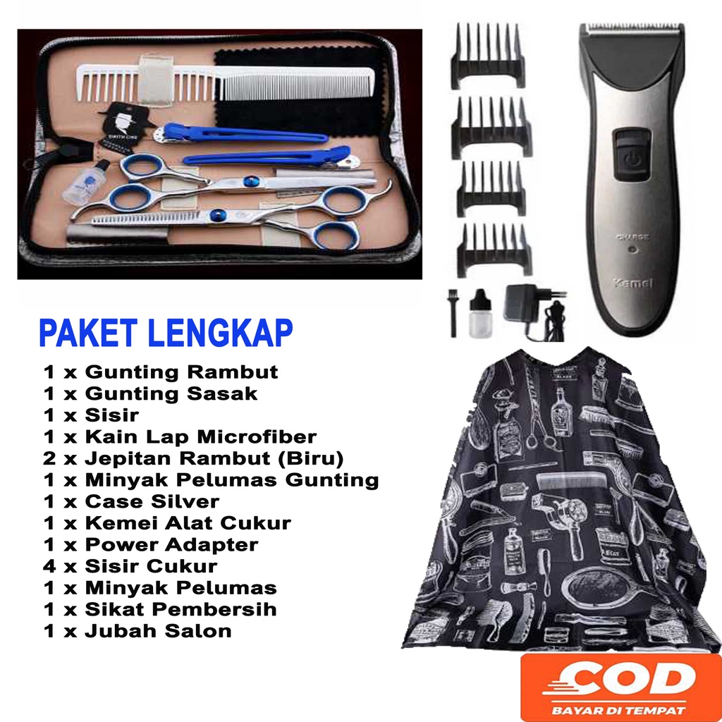 Jual [COD] Paket Alat Cukur Rambut Elektrik Gunting Rambut Gunting Sasak Set Potong Rambut ...