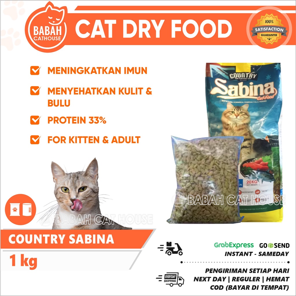Jual COUNTRY SABINA 1Kg Cat Food Makanan Kucing Murah Pakan Kering ...