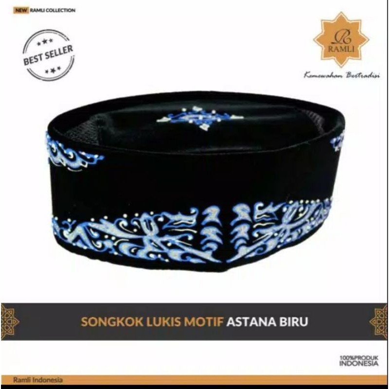 Jual SONGKOK KOPYAH KOPEA PECI HITAM MOTIF ASTANA BIRU | Shopee Indonesia