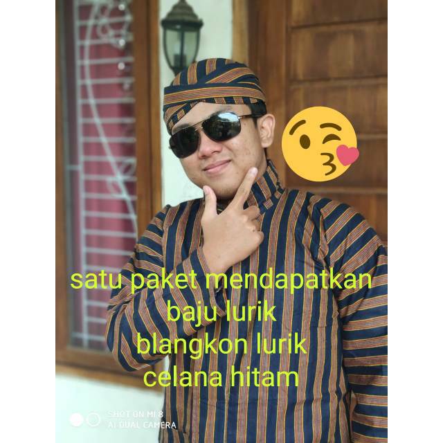 Jual Setelan blangkon lurik baju sorjan surjan lurik beskap | Shopee ...