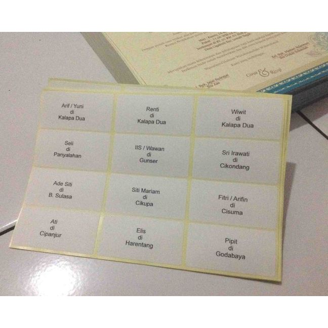 Jual STICKER LABEL NAMA UNTUK UNDANGAN | Shopee Indonesia