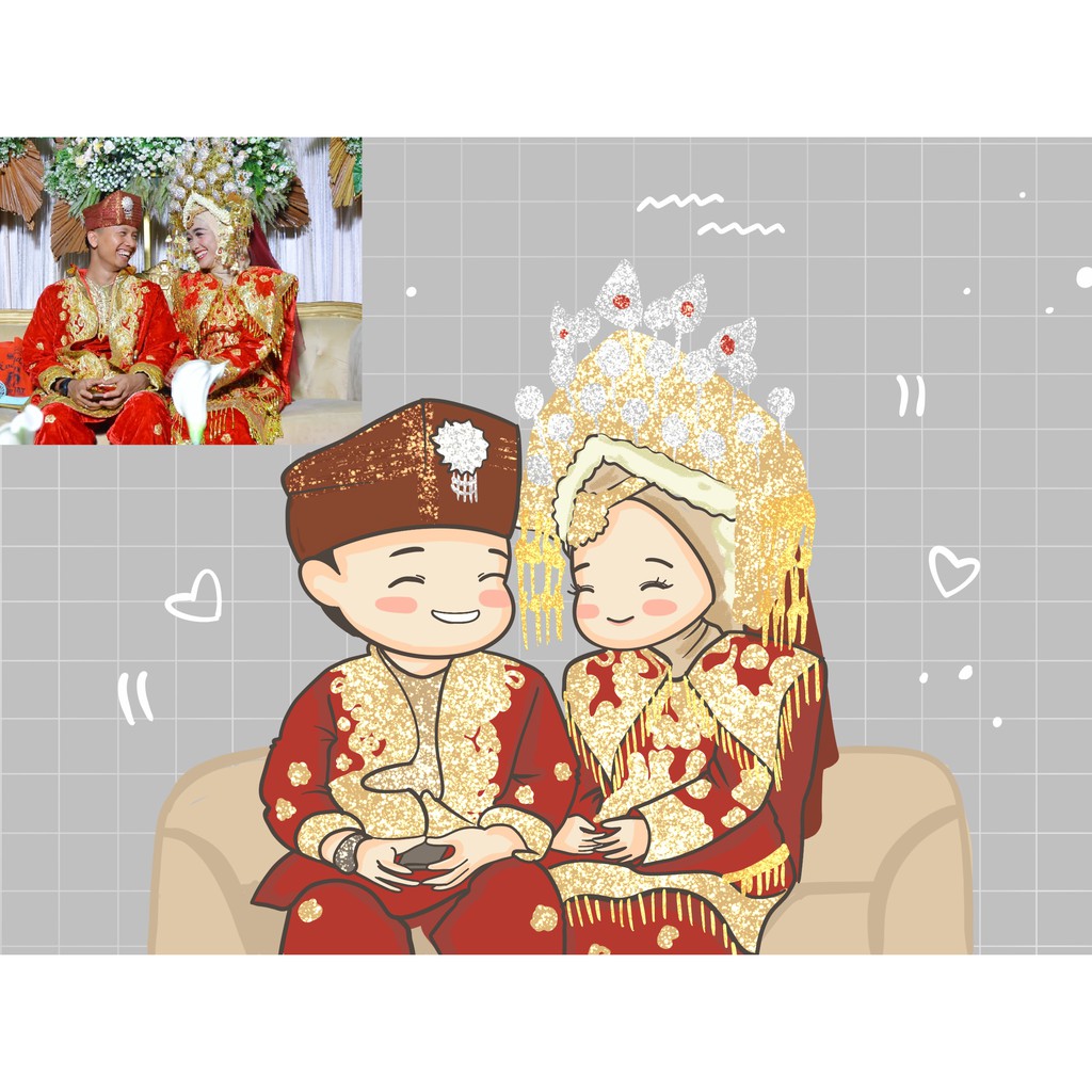 Jual ILUSTRASI WEDDING CHIBI + FRAME (ukuran 6R) | Shopee Indonesia