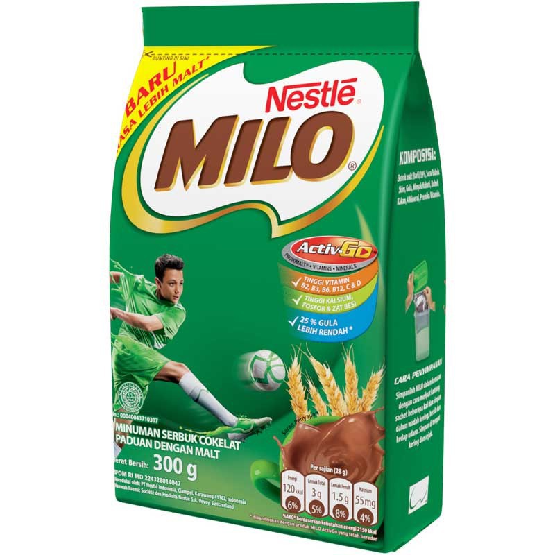 Jual NESTLE MILO ACTIV GO COKLAT MINUMAN BUBUK POUCH 300GR | Shopee ...