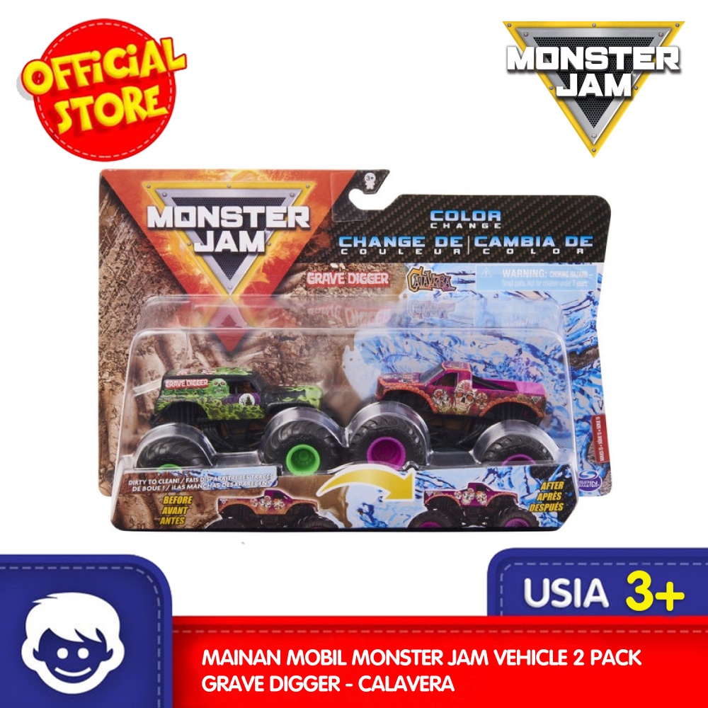 Jual Mainan Mobil MONSTER JAM Vehicle 2 Pack Grave Digger - Calavera ...