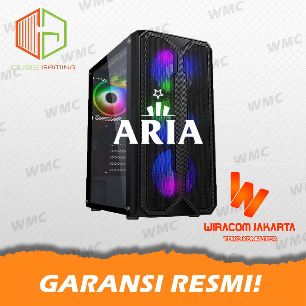 Jual CUBE GAMING ARIA - ATX - TEMPERED GLASS - FRONT LED RGB -3 RAINBOW ...