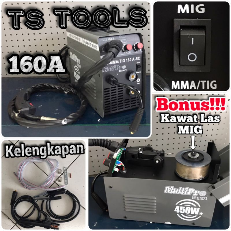 Jual Mesin Las Mig Mma Tig Multipro 160A SC inverter Las CO2 Tanpa Gas Multipro 160A | Shopee ...