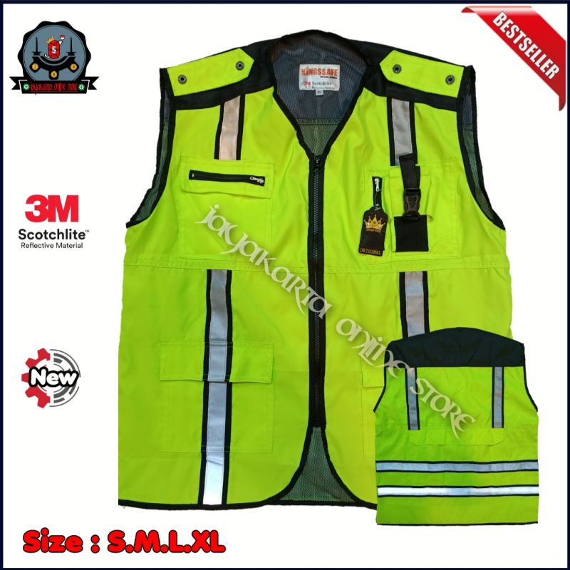 Jual ROMPI SAFETY VEST 3M SCHOTLITE TASLAN WATER PROOF HIJAU STABILLO ...