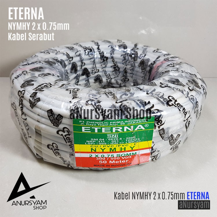 Jual Kabel Listrik ETERNA NYMHY 2x0.75 SQMM @Meter | Shopee Indonesia