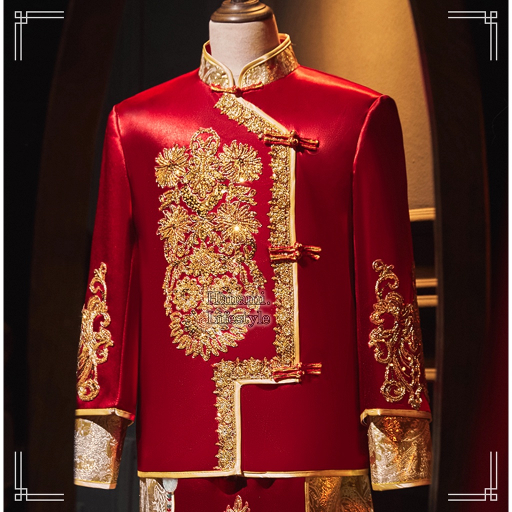 Jual CHEONG SAM PRIA CHINESE BAJU SANGJIT MERAH SET XINCIA CHEONGSAM ...