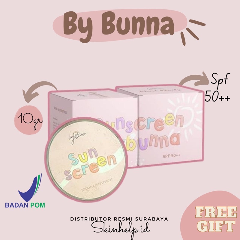 Jual (GRATIS MASKER) Sunscreen SPF 50++ By Bunna Cream wajah tone up ...