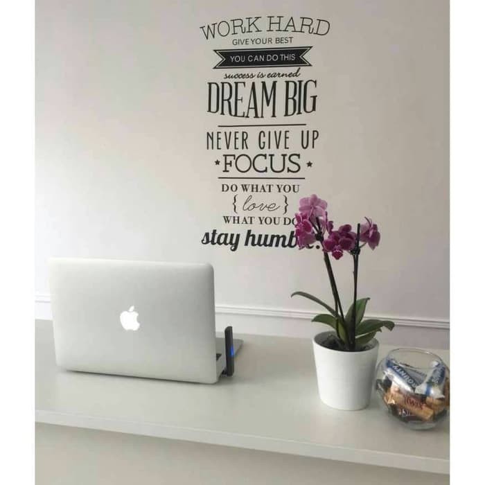 Jual Sticker Dinding Kaca Ruang Tamu Work Hard Wallpaper Decoration ...