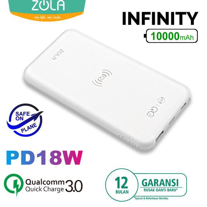 Jual ZOLA INFINITY PD & QC3.0 WIRELESS FAST CHARGING 10W POWERBANK 10000MAH - PUTIH | Shopee ...