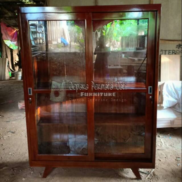 Jual Lemari / rak buku / lemari display / Lemari hias jati minimalis ...
