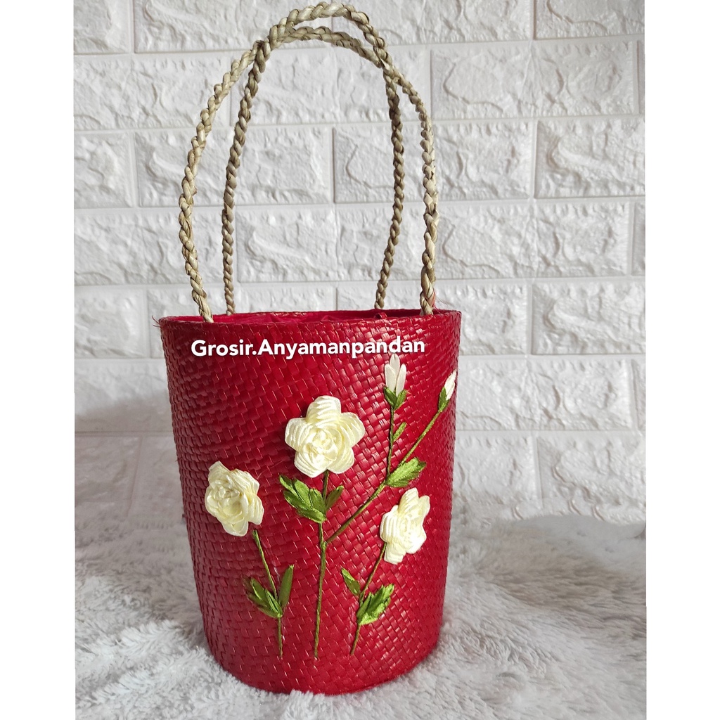 Jual Tas Pandan EMBER SULAM WARNA Keranjang Parcel Tas souvernir ...