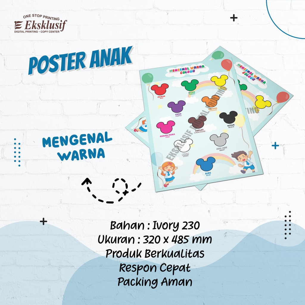 Jual Poster Anak / Poster Dinding (BELAJAR MENGENAL WARNA) / Poster ...
