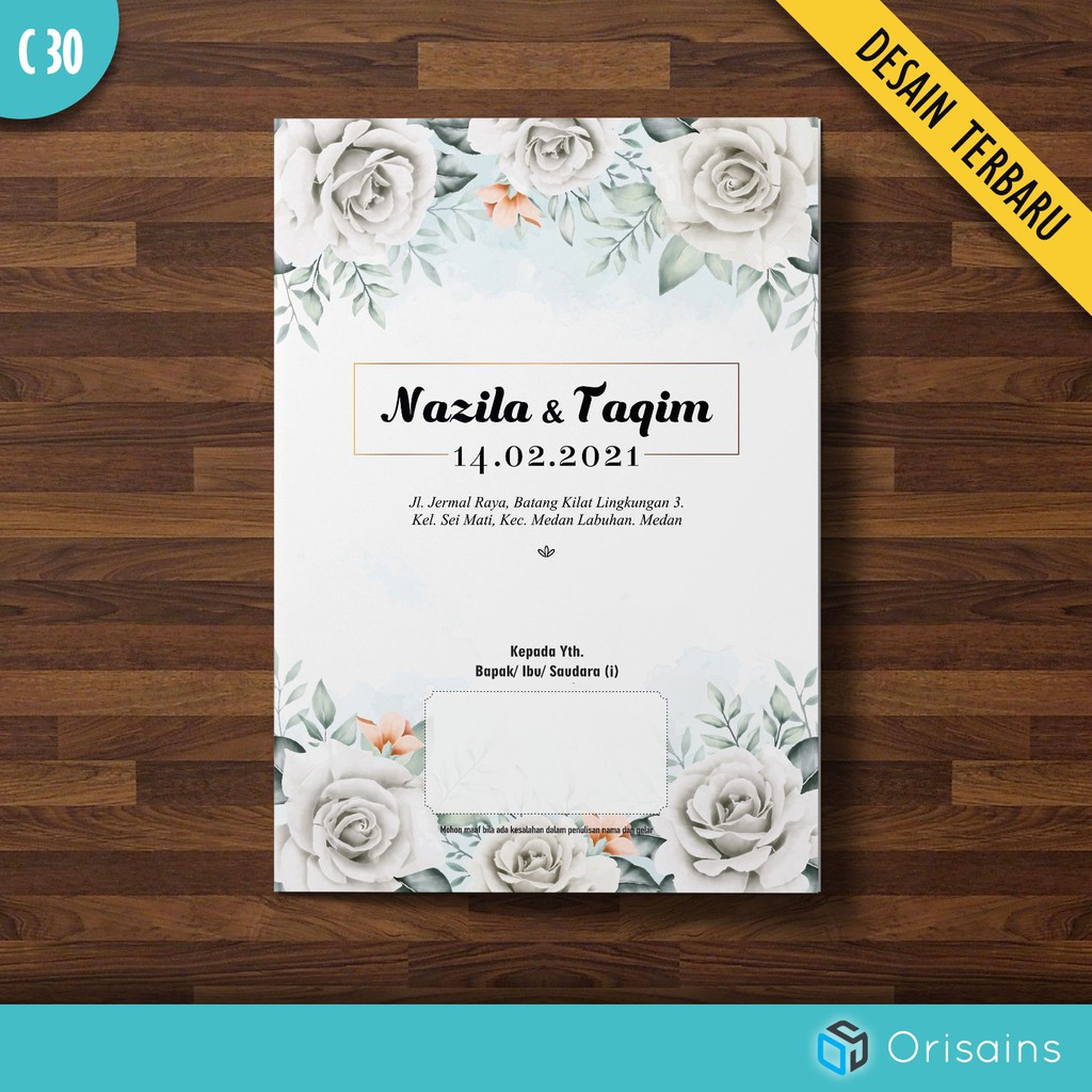 Jual Undangan Pernikahan Simpel Murah dan Unik Motif Bunga Mawar Putih ...