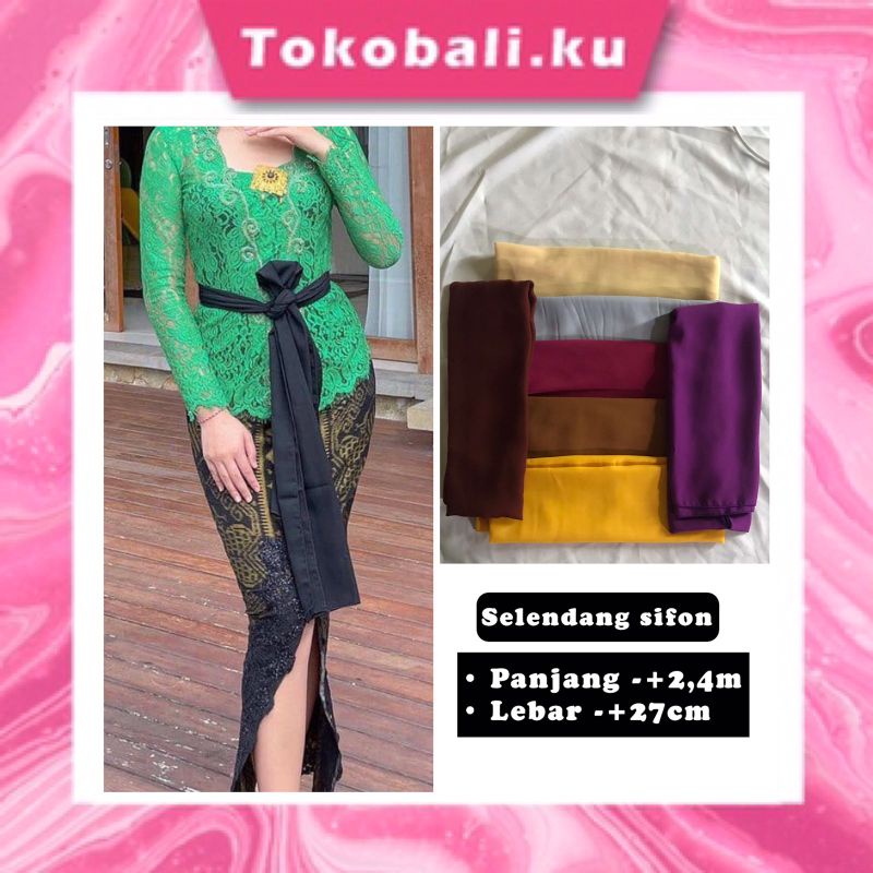 Jual Selendang ikat pinggang sifon polos kebaya bali | Shopee Indonesia