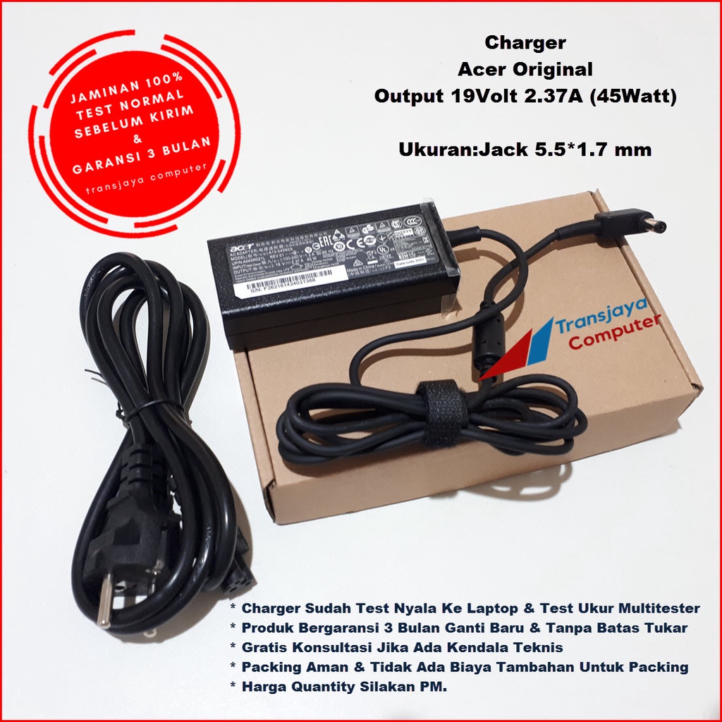 Jual Adaptor Charger Casan Acer Aspire 3 A314-21 A311- 31 A314-31 A314-32 A314-33 A314-41 A315 ...