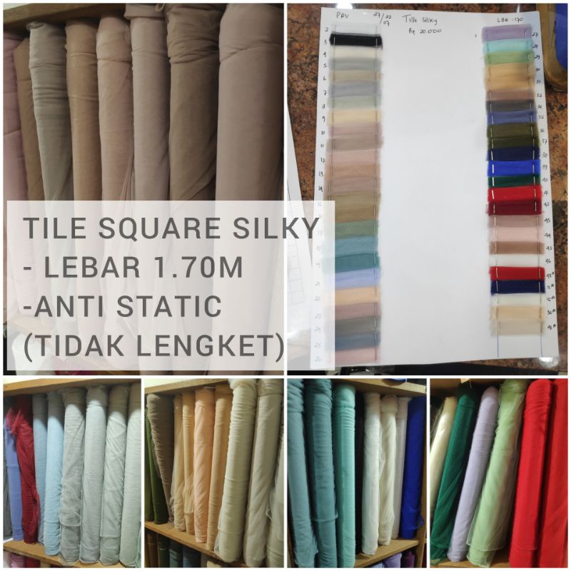 Jual Kain Tile Tulle Bridal Lubang Kecil / Tile Silky Square Lebar 170 ...
