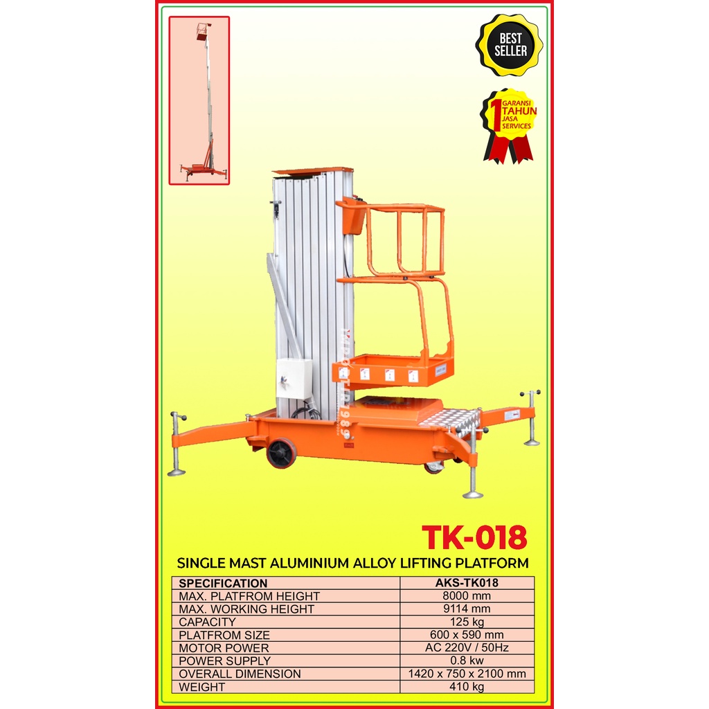 Jual Tangga Hidrolik Elektrik Double Mast Aluminium Lifting Platform 8 ...