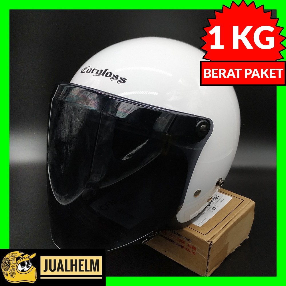 Jual Helm Cargloss Retro Super Whity White + Kaca Snail Smoke | Shopee ...