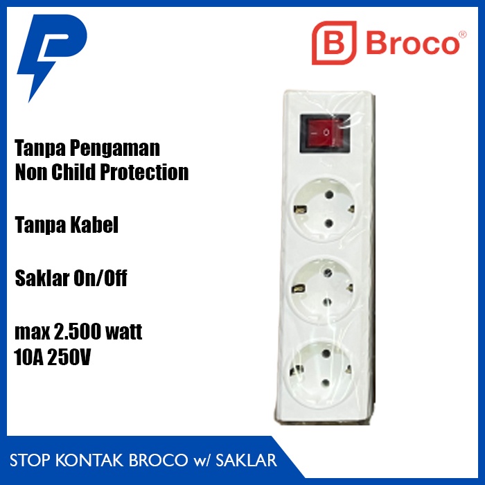 Jual BROCO Stop Kontak Terminal 3 Lubang Dengan Switch NCP 15431 | Shopee Indonesia