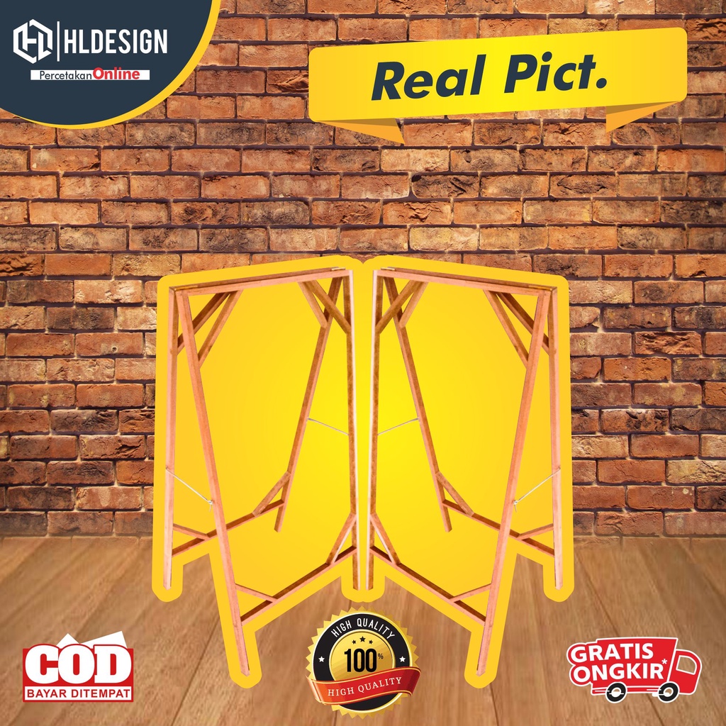 Jual STAND BANNER KAYU SEGITIGA LIPAT/STANDING BANNER ( FREE DESAIN 100 ...