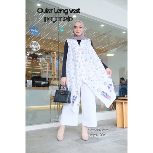 Jual OUTER BATIK LONG VEST PAGAR TEJO SERI WARNA PUTIH OUTER BATIK ...