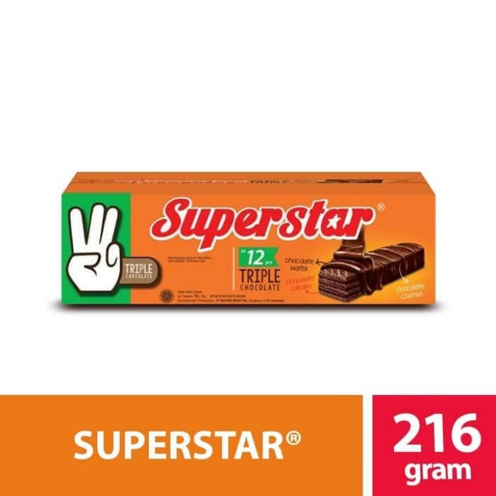 Jual Superstar Triple Chocolate 1 dus isi 12 Pcs Wafer Coklat Stik ...