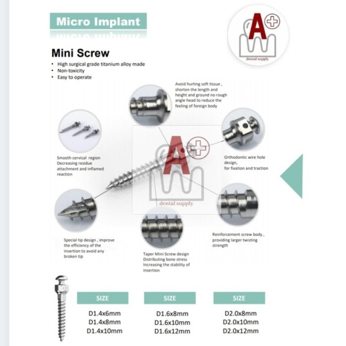 Jual Orthodontic Mini Screw/Orthodontic Mini Implant/TAD/MIA 1.6x10mm ...