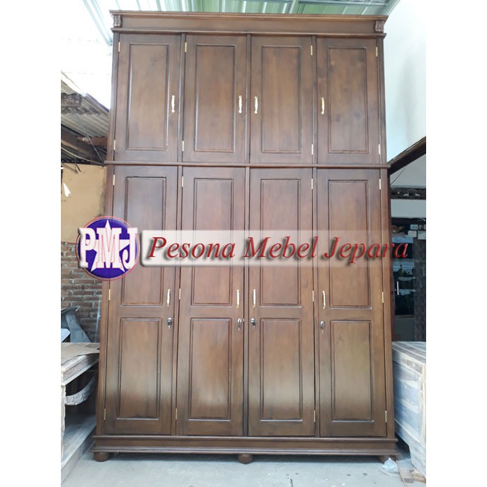 Jual Wardrobe atau Lemari Pakaian Pintu 4 Jumbo Minimalis Kayu Jati Pesona Mebel Jepara ...