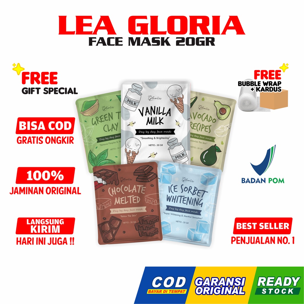Jual Lea Gloria Masker Wajah [FREE GIFT] 20gr Masker Wajah Organik Original Bpom By Lea Gloria ...