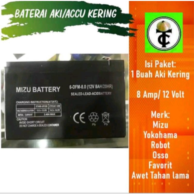 Jual aku sprayer 12 v 8 ah | aki sprayer cba | aku kering 8ah | aki motor mainan | Shopee Indonesia