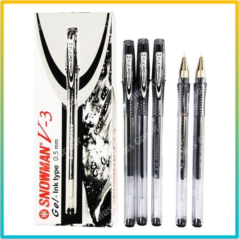 Jual Ballpoint Pulpen Snowman V3 Gel Pen Pena Hitam 0.5 mm | Shopee ...