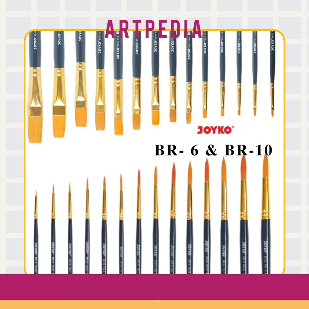 Jual Kuas Lukis Joyko BR-6 Round No.00-12 BR-10 Flat No.00-12 / Joyko ...