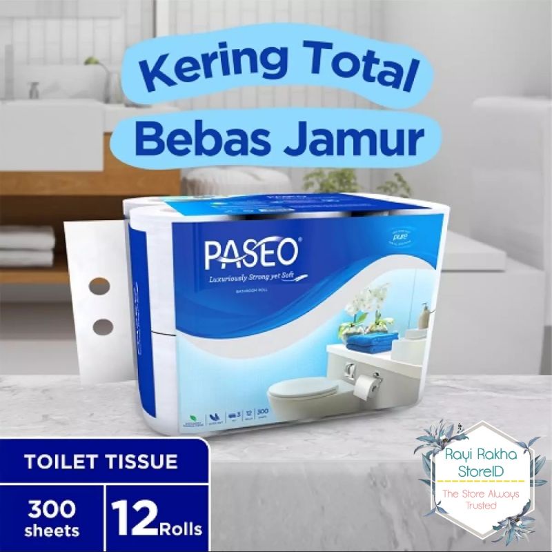 Jual Tissue Paseo Toilet / Bathroom 1 Bag isi 12 Roll 300 Sheets 3 Ply | Shopee Indonesia