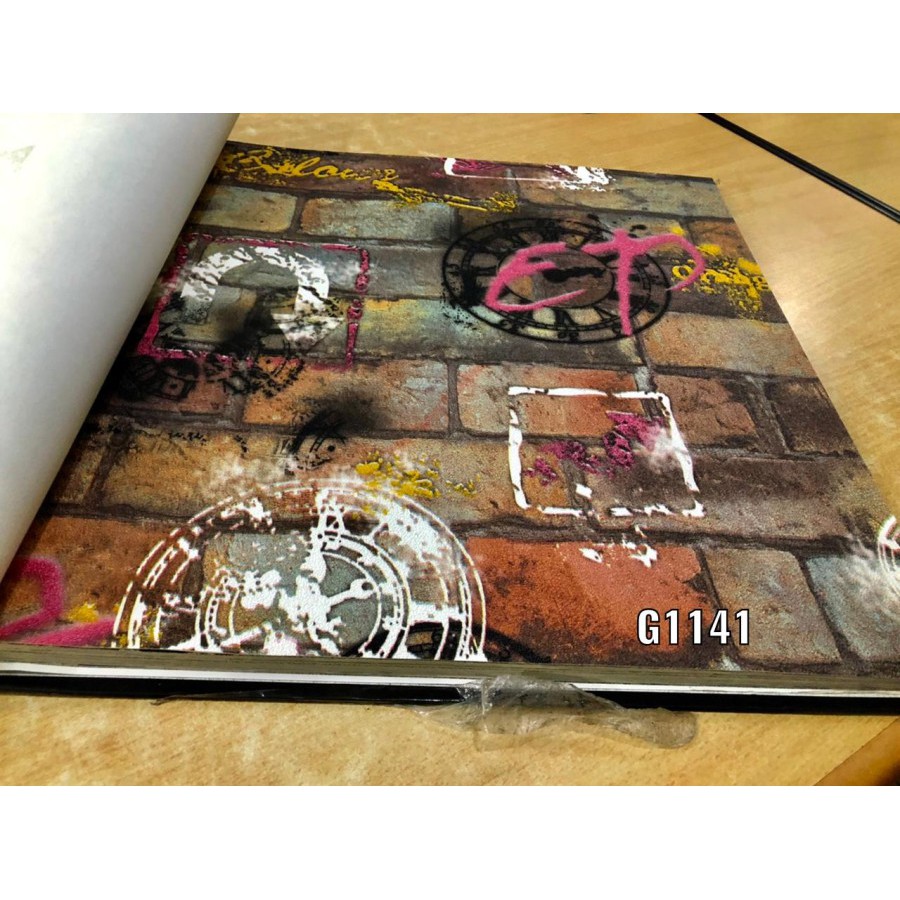 Jual Wallpaper Dinding Korea Murah Motif Batu Bata Varian Tulisan Lukis ...