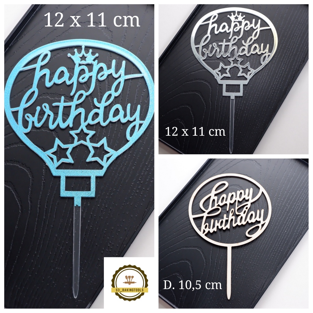 Jual Cake topper happy birthday balon udara plastik dan kayu harga ...