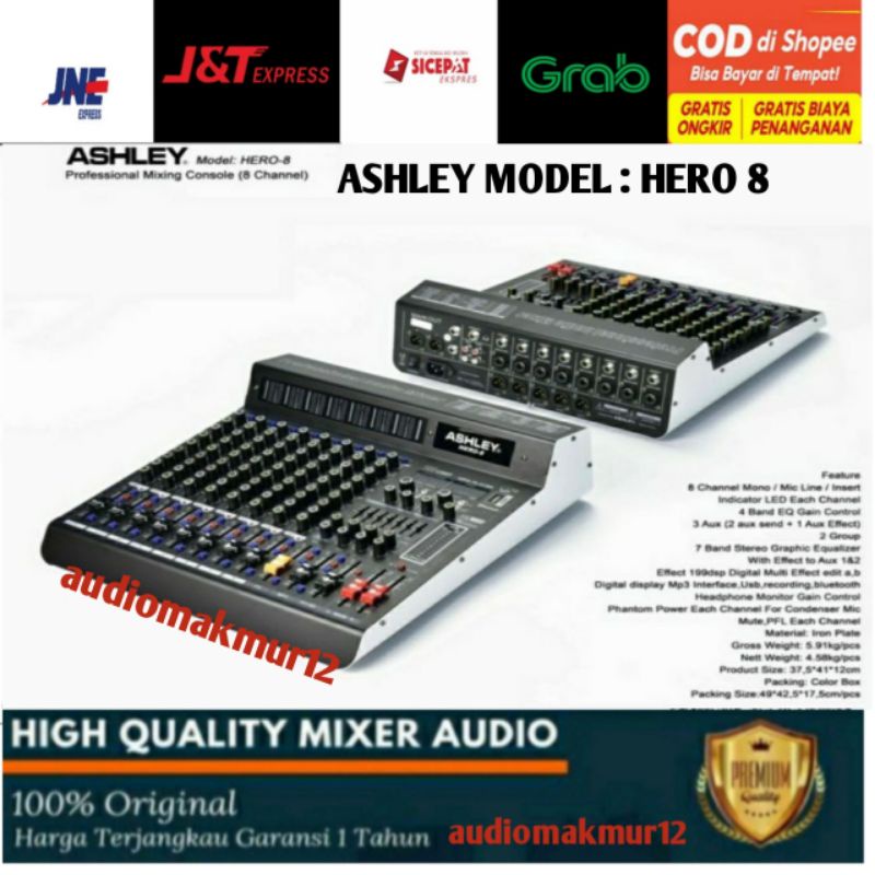 Jual MIXER AUDIO ASHLEY HERO 8 HERO8 CHANNEL ORIGINAL | Shopee Indonesia