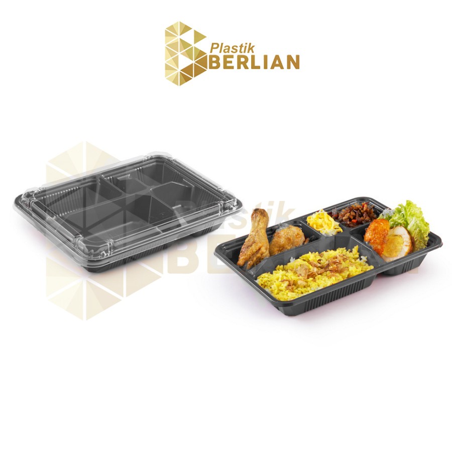 Jual Tray Mika Nasi Kuning 5 Sekat + tutup ops 100pcs - LBHX-04 ...