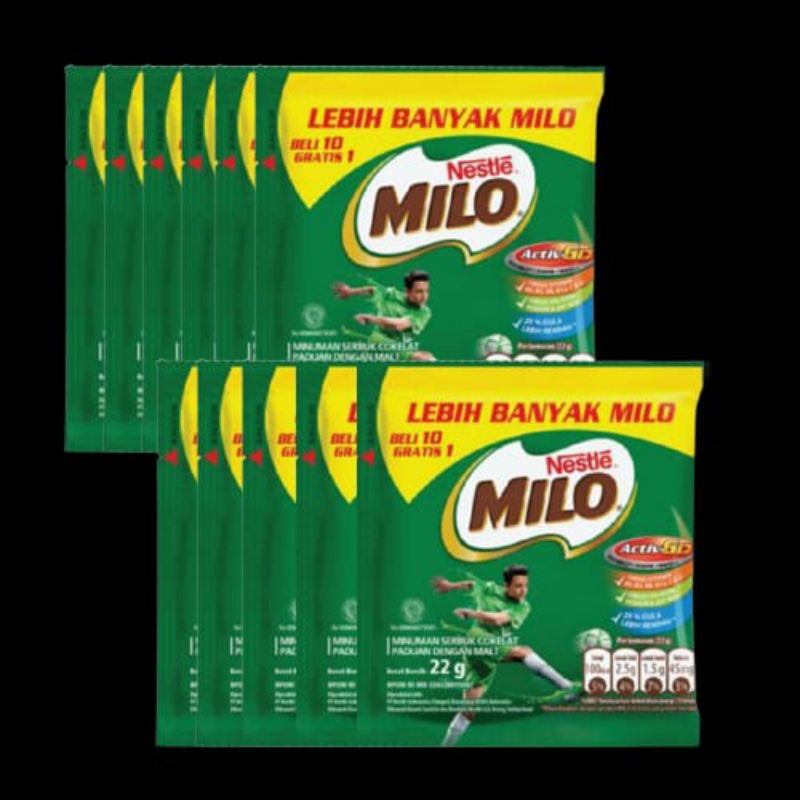 Jual Milo Activ-Go Sachet 22gr (1 renceng isi 10+1 sachet) | Shopee ...