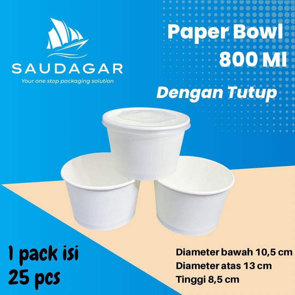 Jual Paper Rice Bowl 800 ml / Mangkok Kertas Dengan Tutup | Shopee ...