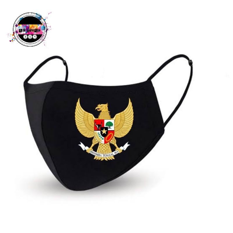 Jual Masker Kain 3 Lapis- Logo GARUDA - Hitam 3 Ply Earloop Scuba KN95 ...
