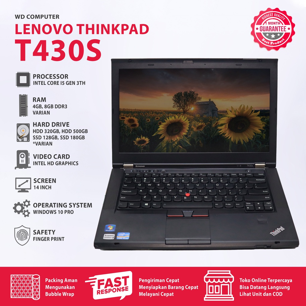 Jual Laptop Lenovo T430s Core I5 Gen 3 Siap Pakai Shopee Indonesia