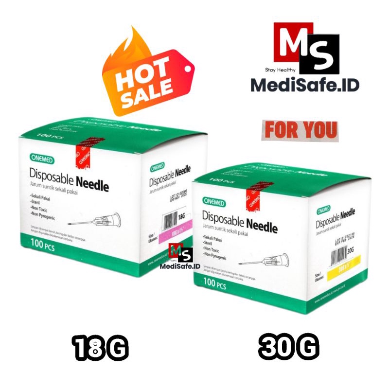 Jual Disposable Needle 18 G / 30 G Hypodermic Needle Jarum Suntik Medis ...