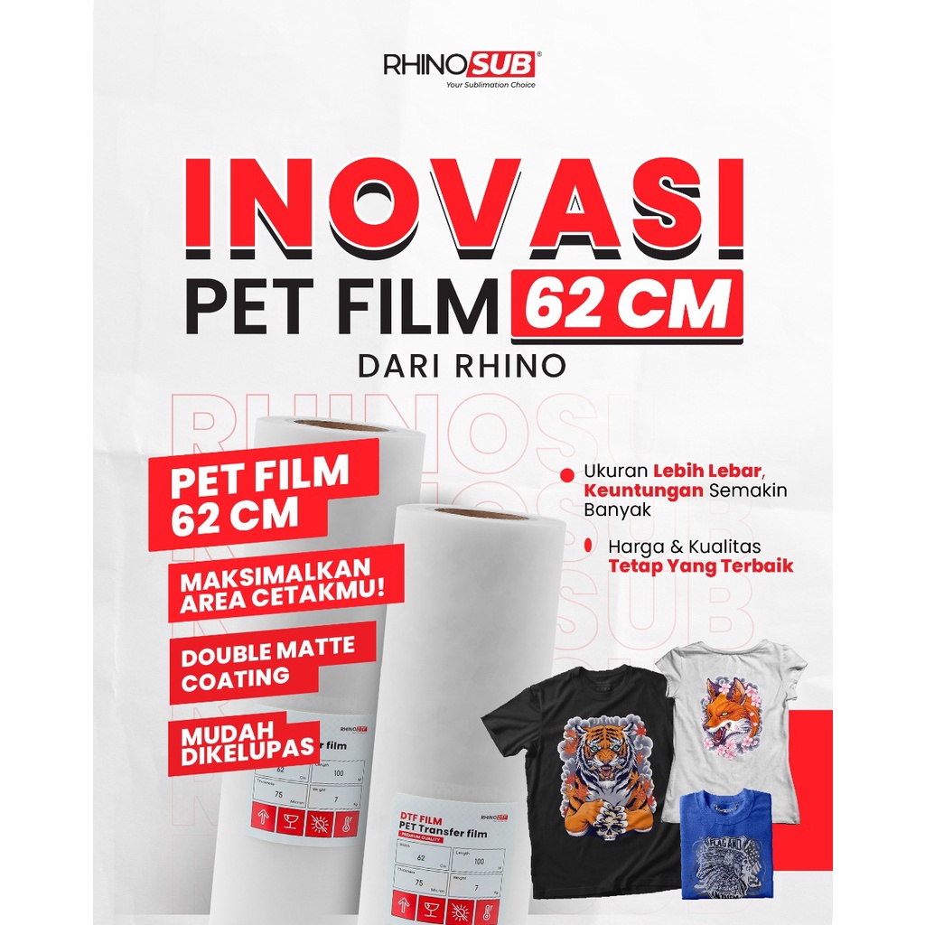 Jual Pet Film DTF Rhino 60cm & 62cm x 100m | Shopee Indonesia