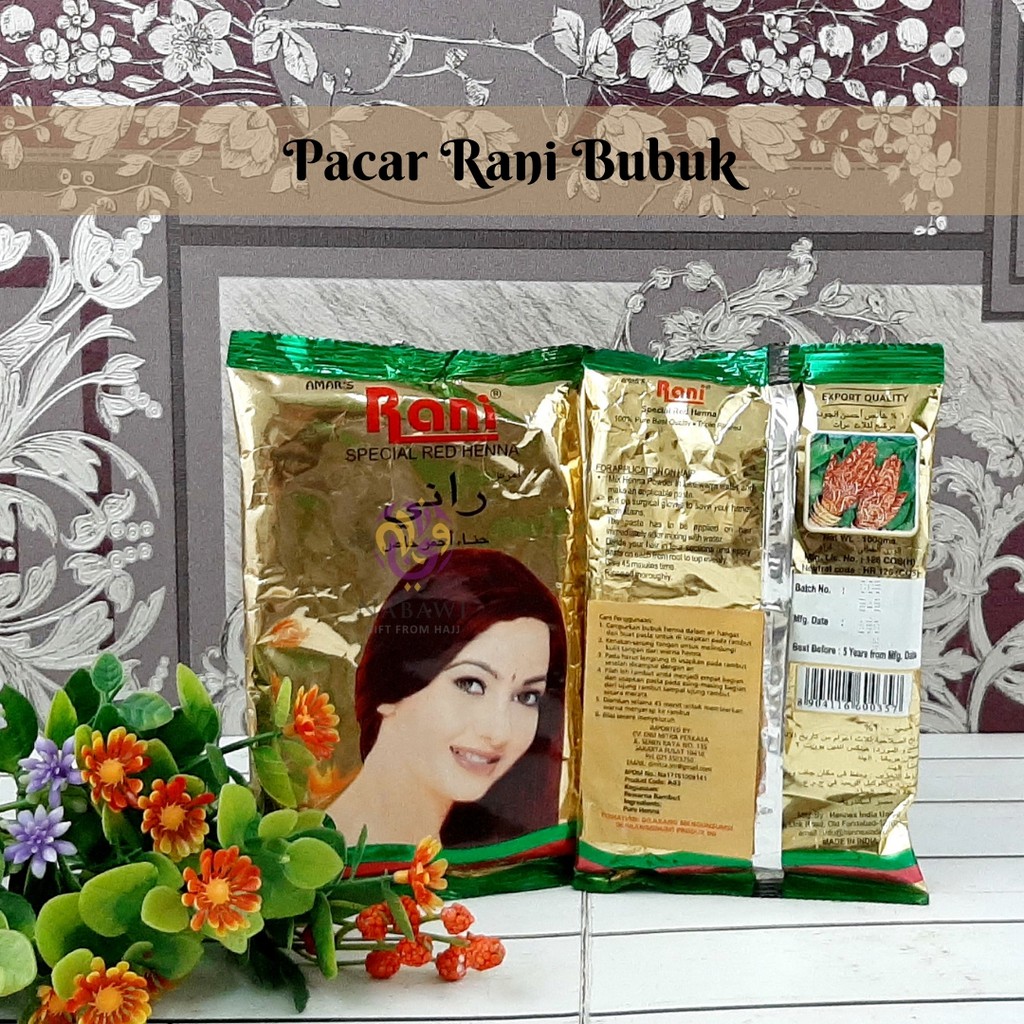 Jual Pacar Henna Rani Bubuk Alami Rambut Kuku dan Kulit Red 100 Gr ...
