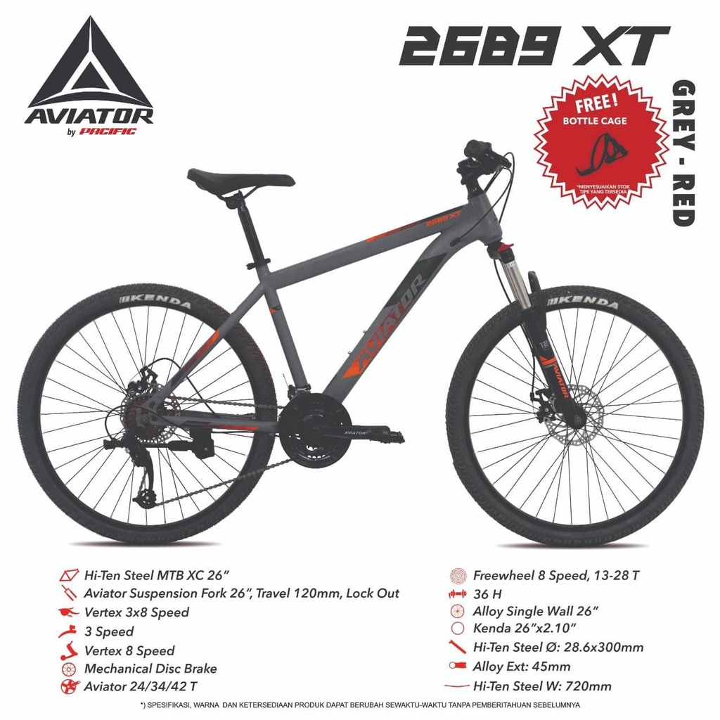 Jual Sepeda MTB AVIATOR 2689 XT 8Speed | Shopee Indonesia