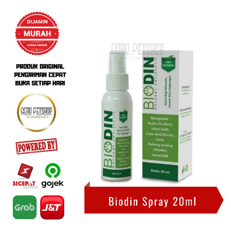 Jual Biodin Spray 20ml Obat Skabies Demodex Gatal Luka Jamur Borok ...